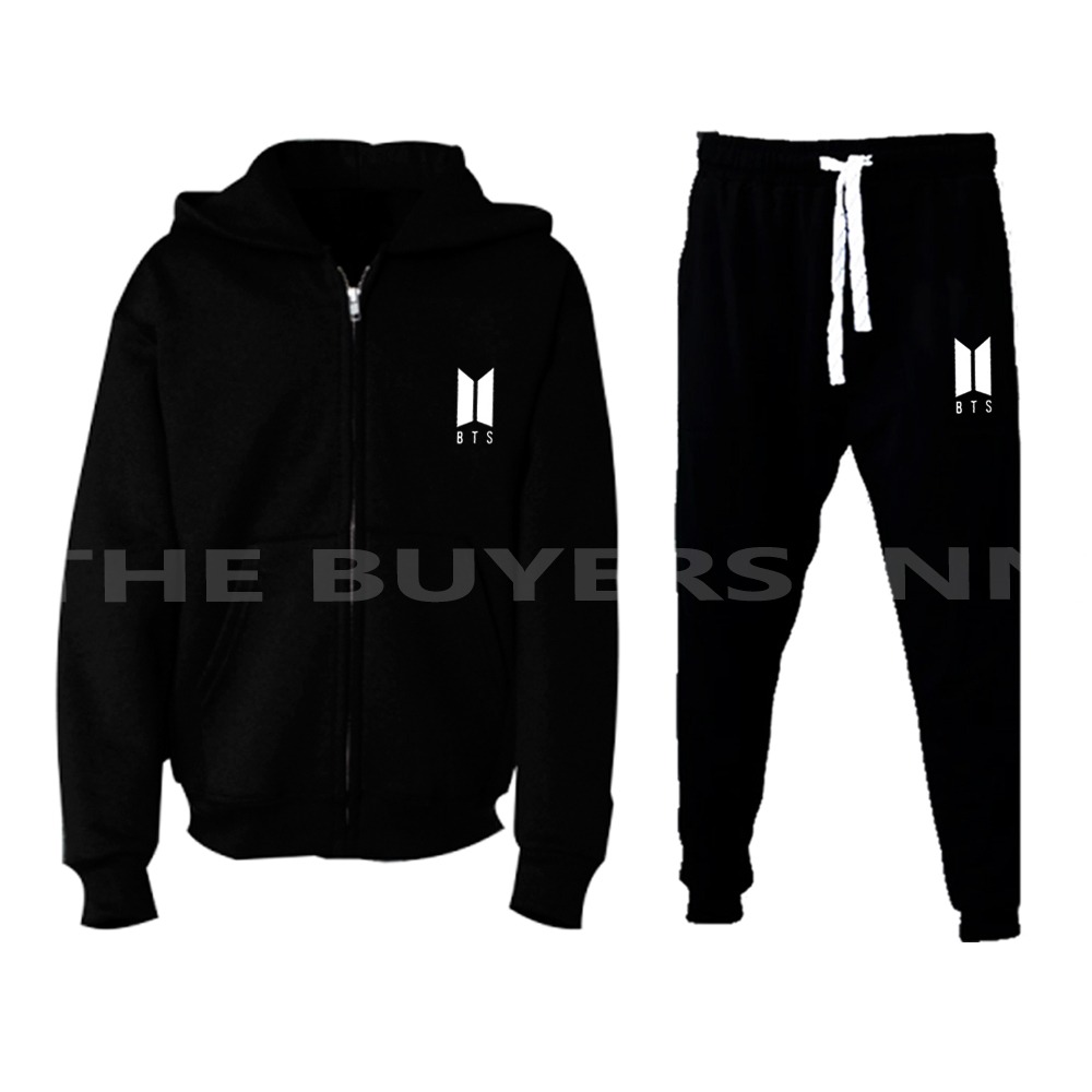 BTS Logo Winter Zipper Hoodie zip up Pullover Hood Trouser For Men ...