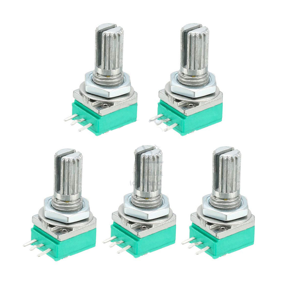 5 Pcs 6mm 3 pin Potentiometer B Type B50K ohm Turn Knurled Shaft Single ...