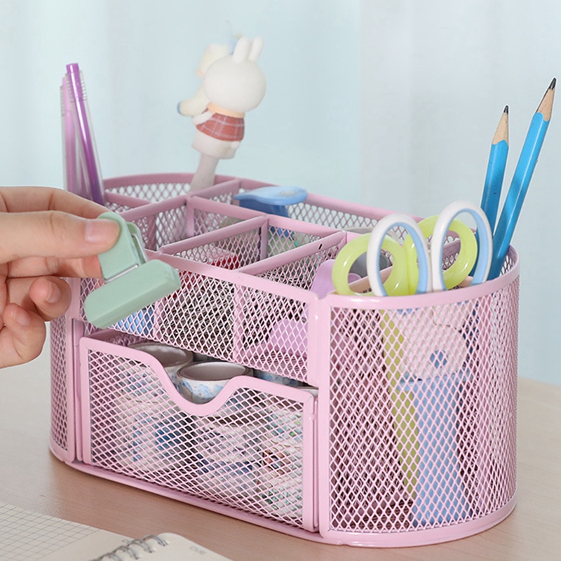 ZOROOM Multifunctional Wrought Iron 9-Grid Desk Storage Box with ...