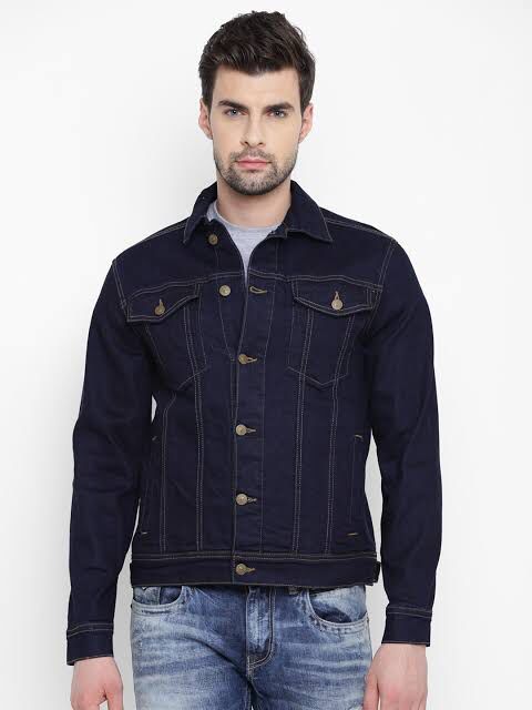 Navy blue men's denim jacket | Daraz.pk