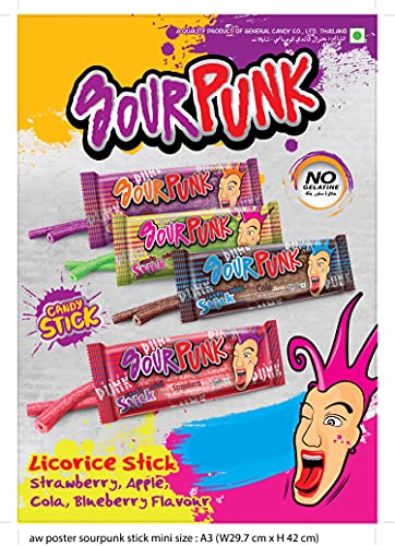 Sour Punk Assorted Candy Sticks 20gm (Pack of 4) | Daraz.pk