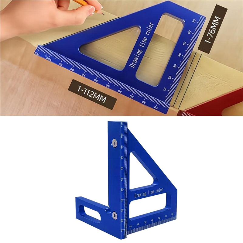 1 Piece 3D Multi-Angle Measuring Ruler Blue 45/90 Degree Aluminum Alloy ...