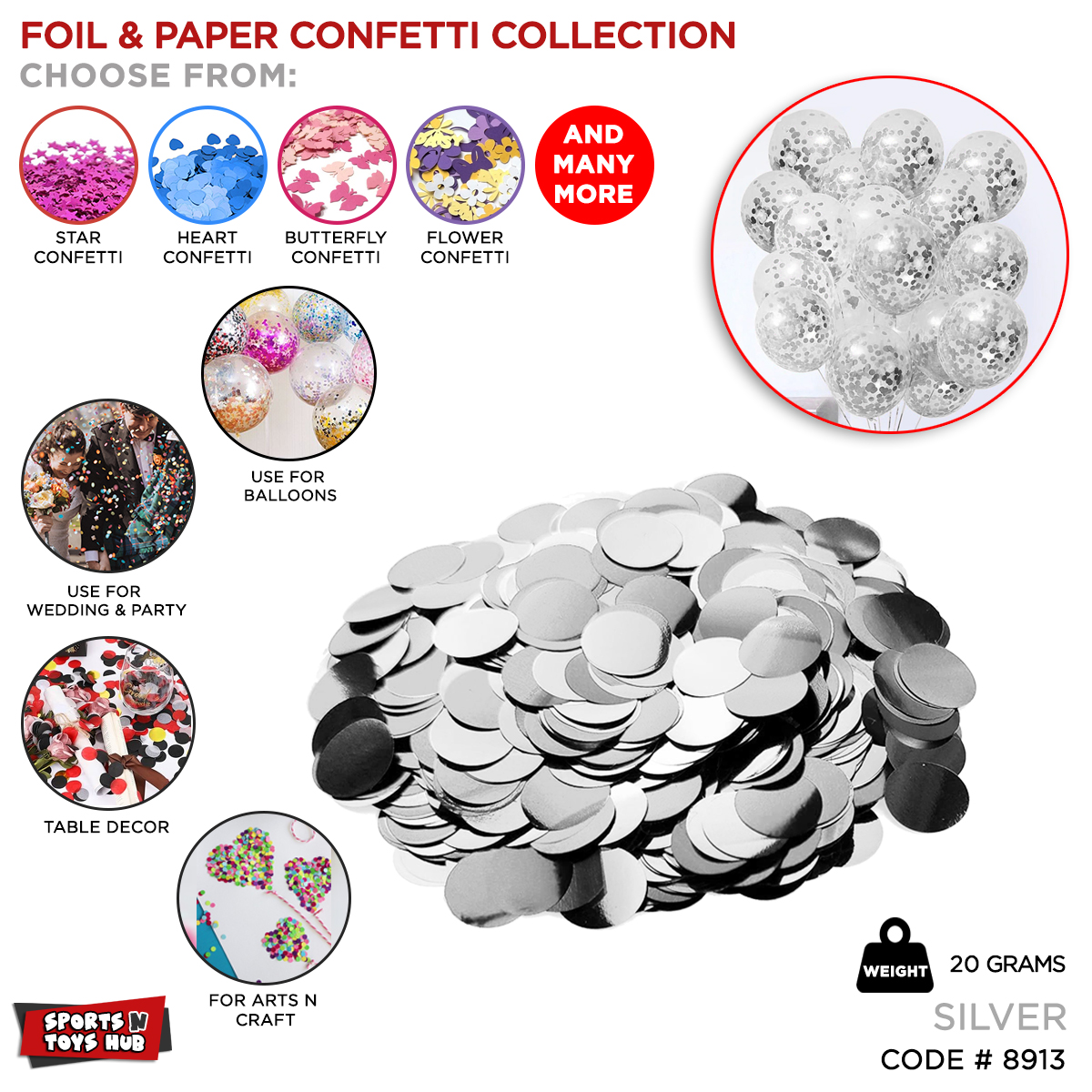 Sparkling Foil Confetti for upto 50 Transparen or Bobo PVC Balloons ...