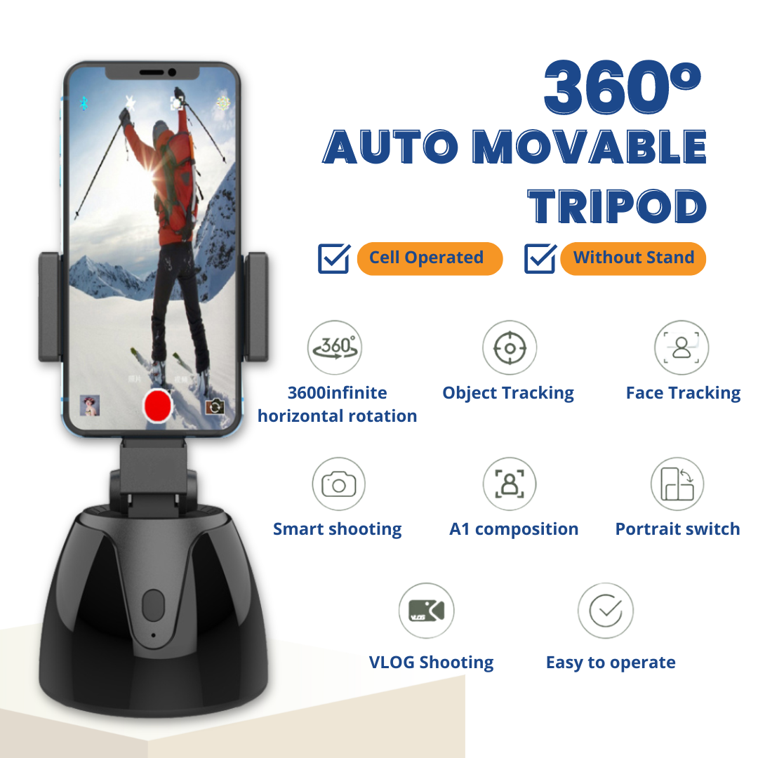360° Rotation Object Tracking Tripod | Automatic Face Tracking Tripod | AI Smart 360 Rotation ...