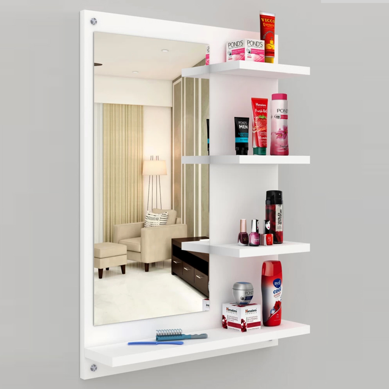 White Wall Dressing Mirror With Shelf for Bedroom, Living room and ...