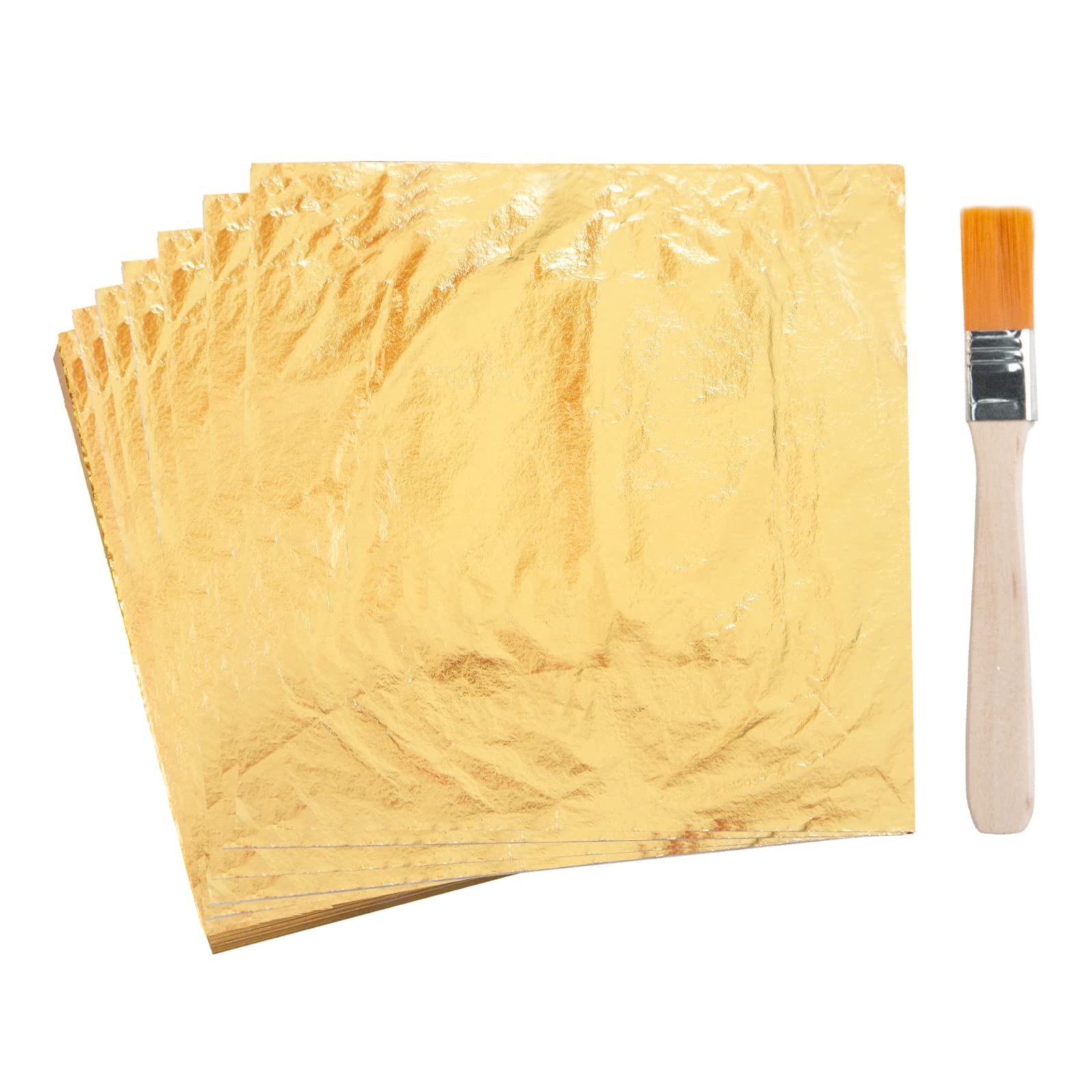 Gold Leaf Sheets Gilding Gold Foil Paper With Free Brush for Arts ...