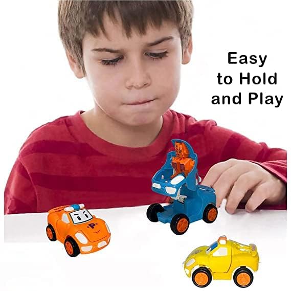 Plastic Push and Go Robot Car for Kids, Push Button Transformation 360 ...