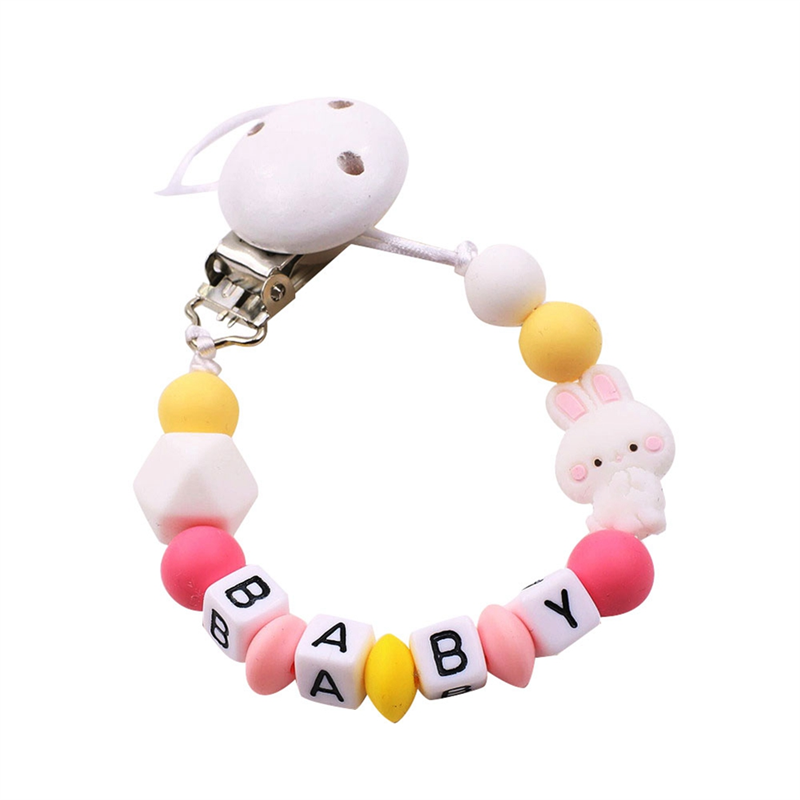 Alphabet Baby Pacifier Chain Clip Anti-Drop Bunny Pacifier Chain DIY ...