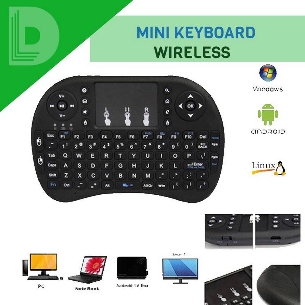 MINI Wireless Backlit 2.4GHz Touchpad Keyboard Air Mouse For TV Box ...