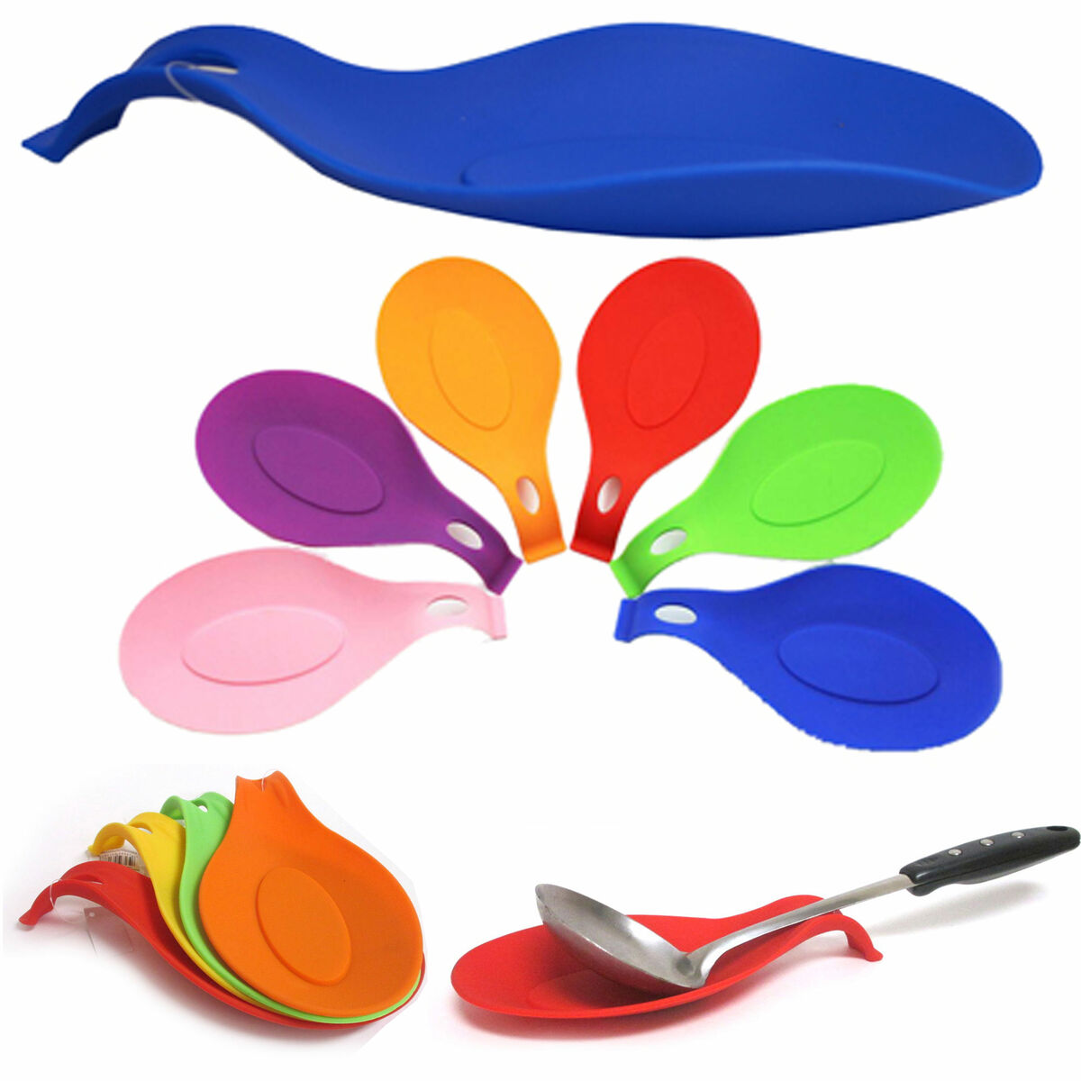 Spoon Holders Fork Spatula Rack Shelf Organizer Plastic Spoon Rest ...