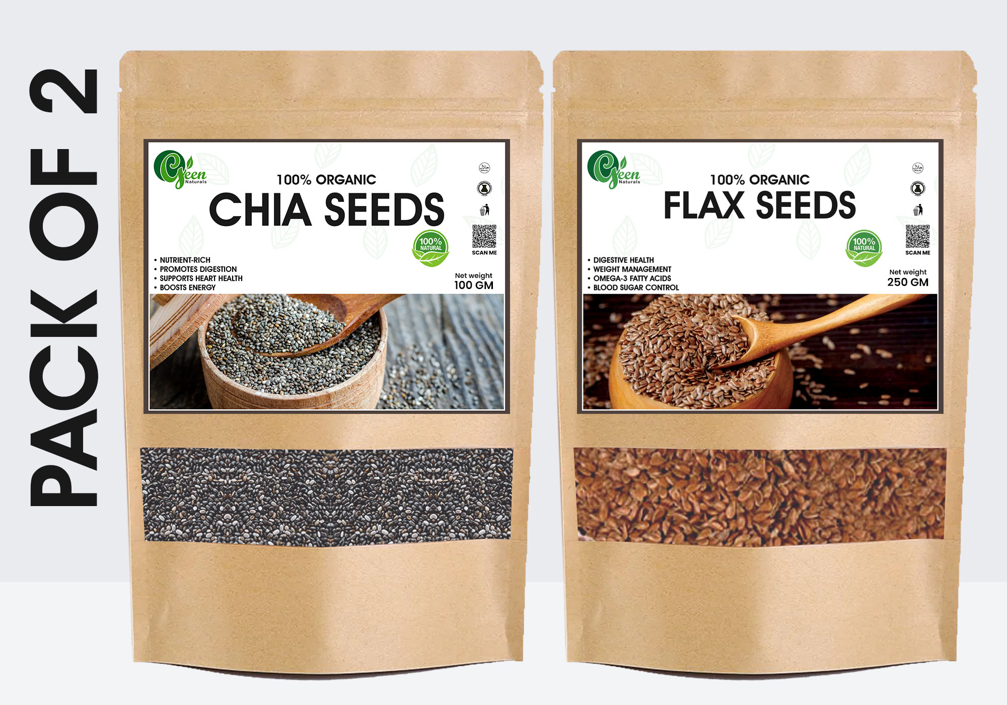 Bundle Of 2 Chia Seeds Organic For Weight Loss + Flexseeds | Flex ...