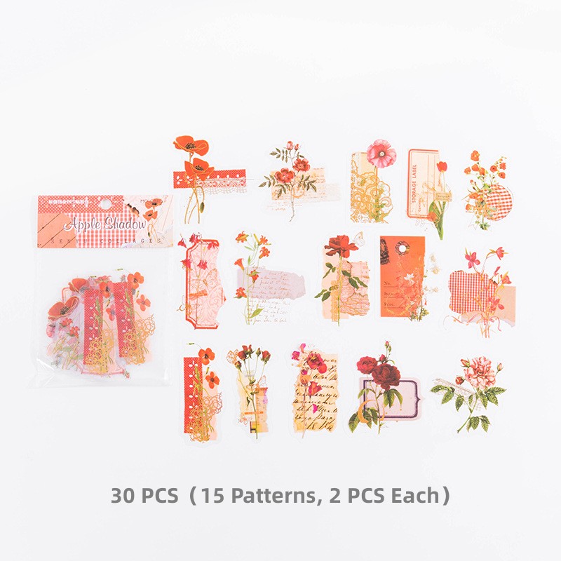 Panda Online 30PCS Senyu Collage Poem Series Gilding Flower PET ...