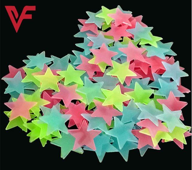 Pack of 100 - Night Glowing Fluorescent Stars Wall Sticker | Daraz.pk