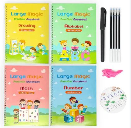 Set of 4 Sank Magic Learning Book with Magic Pen & 5 refills, Practice ...