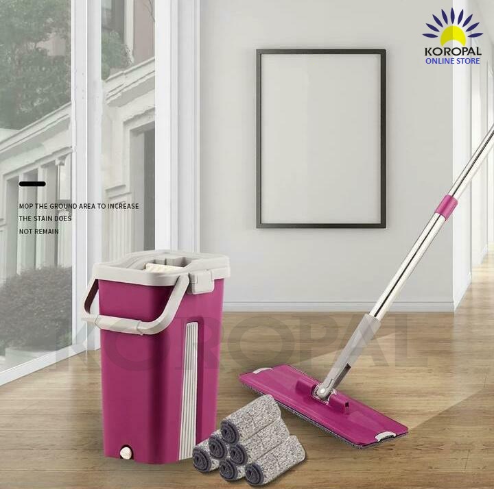 2IN1 Flat Squeeze Automatic Mop Bucket Avoid Hand Washing Floor Cleaner ...