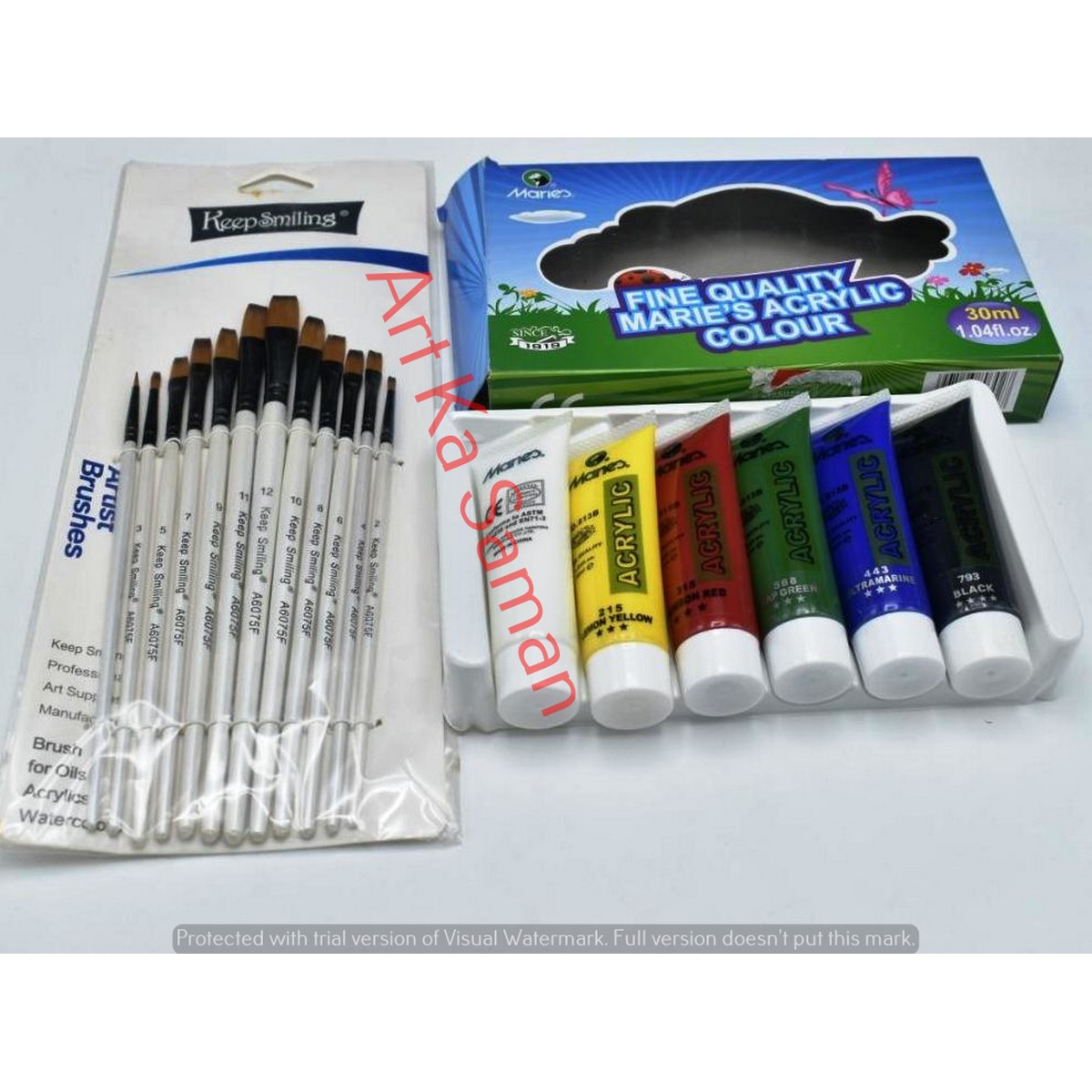 Pack Of 2- Flat Painting Brush set and Marries Acrylic Paints/Colors ...
