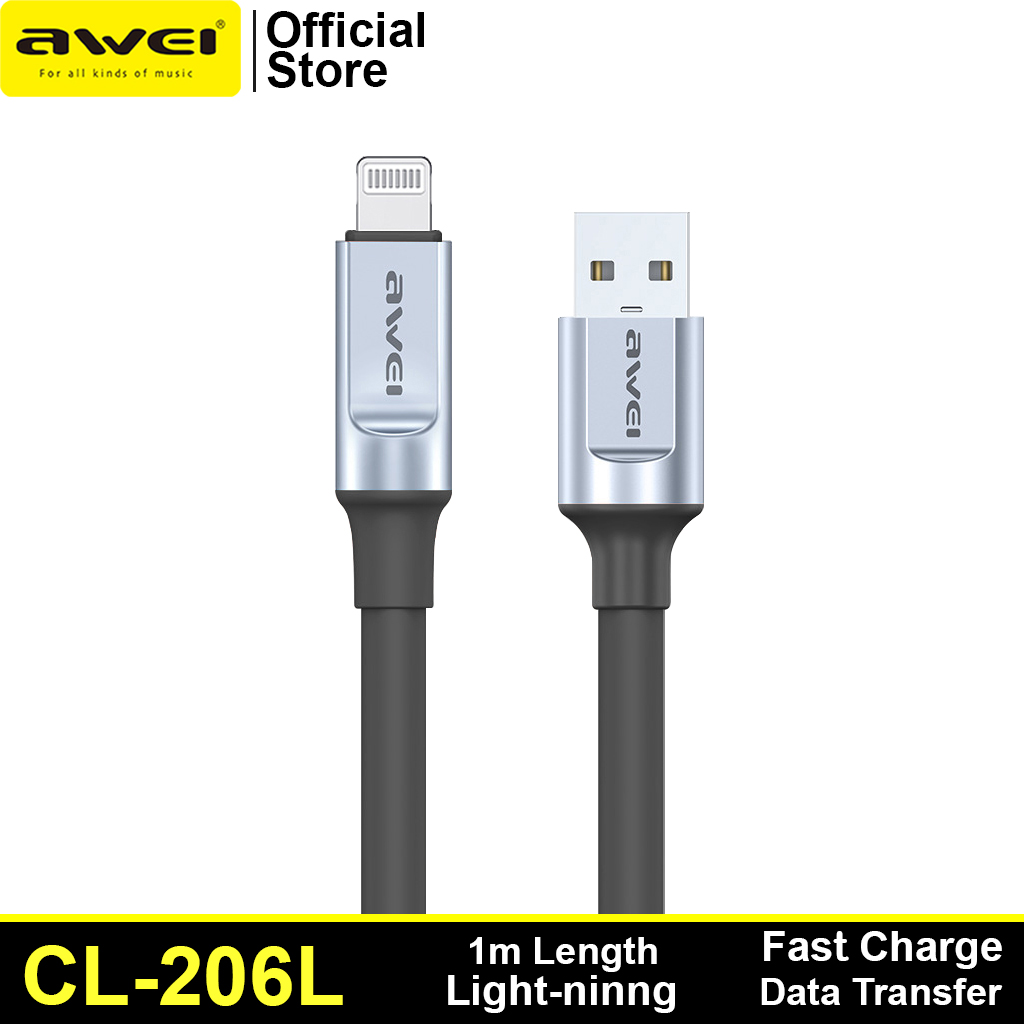 Awei CL-206L Smart Fast Charge 2.4A Light-ning Data Transmission Cable ...