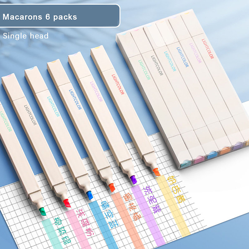 6PCS Highlighter Light Color Kawaii Markers DIY Album Diary Double ...