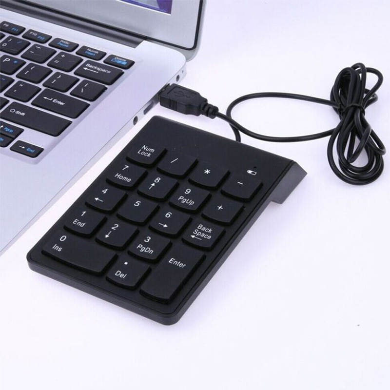 Mini Black USB Wired Numeric Keypad 19 Keys External Digital Number Pad ...