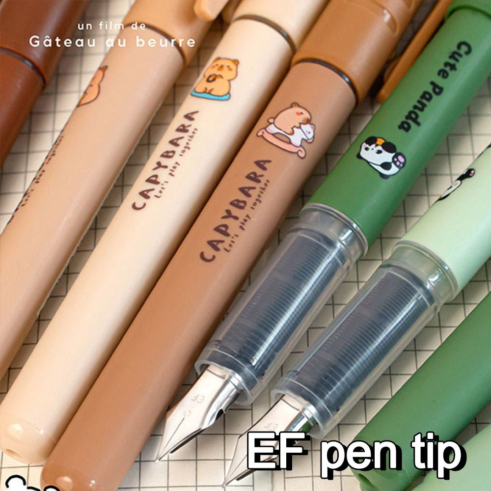 4Pcs Cute EF Tip Capibara Fountain Pen Replacable Ink Quick-drying ...