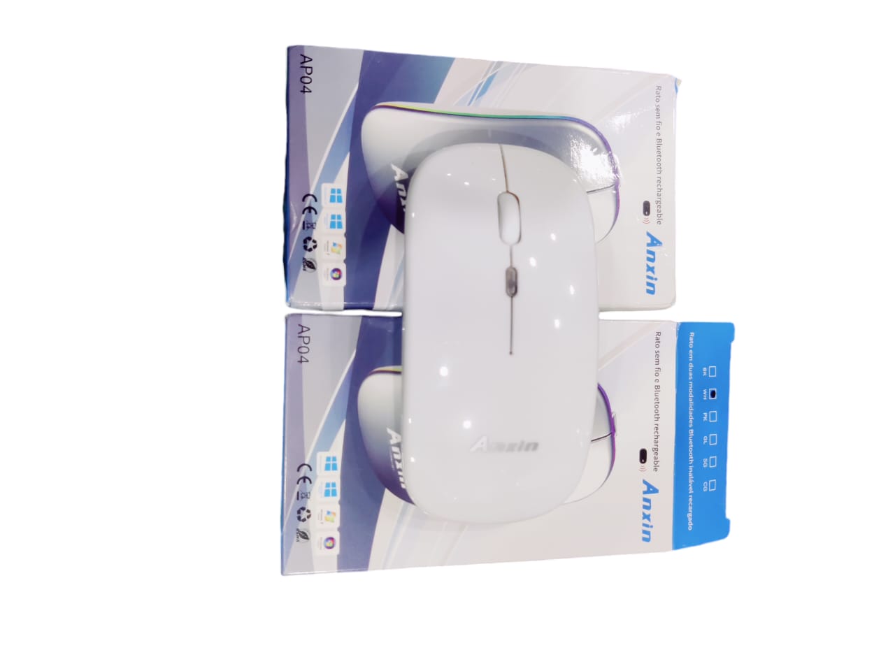 Anxin Rechargeable Wireless Bluetooth Mouse 2.4G USB Mice For Android ...