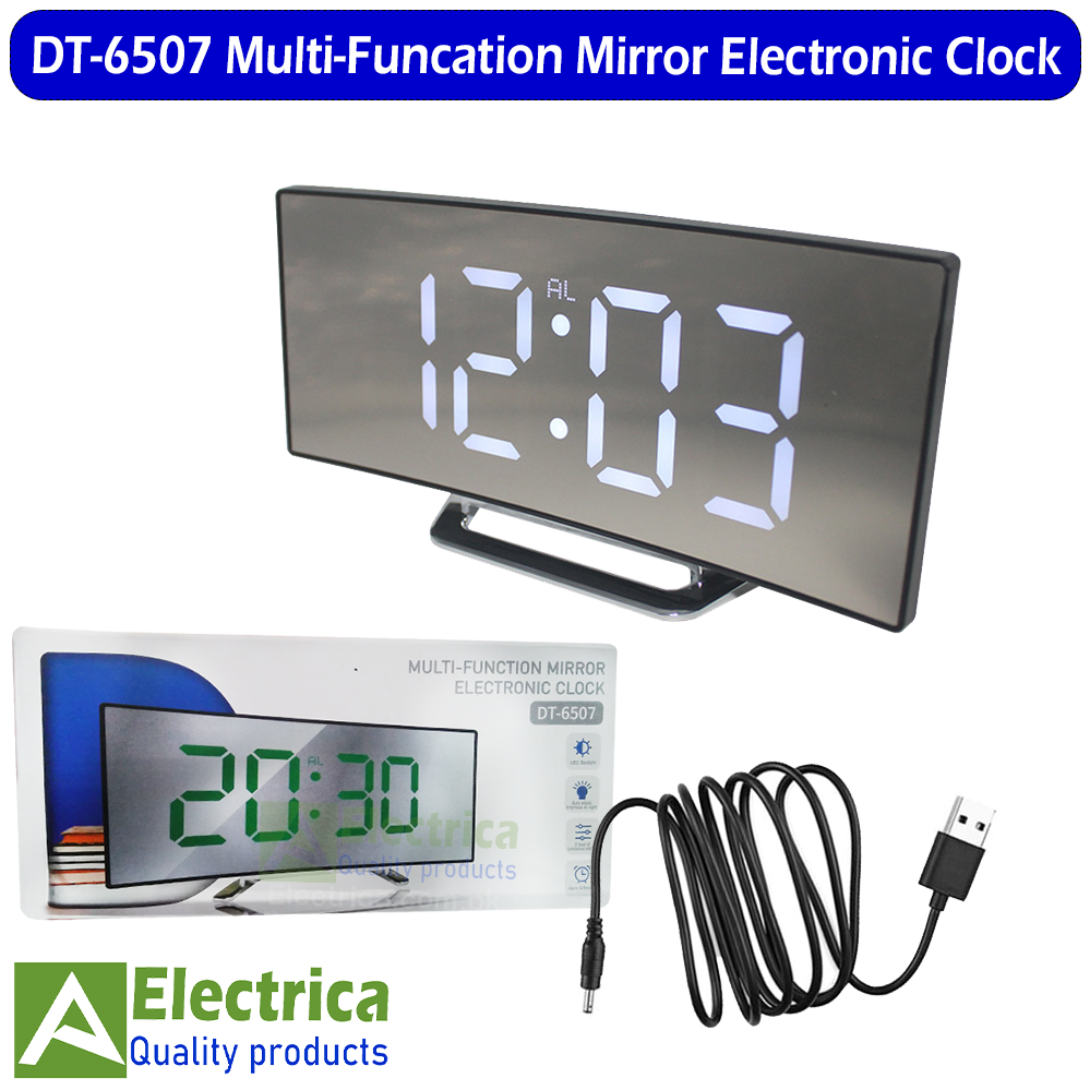 DT-6507 LED Mirror Large Screen Clock 3D Smart Electronic Alarm Clock ...