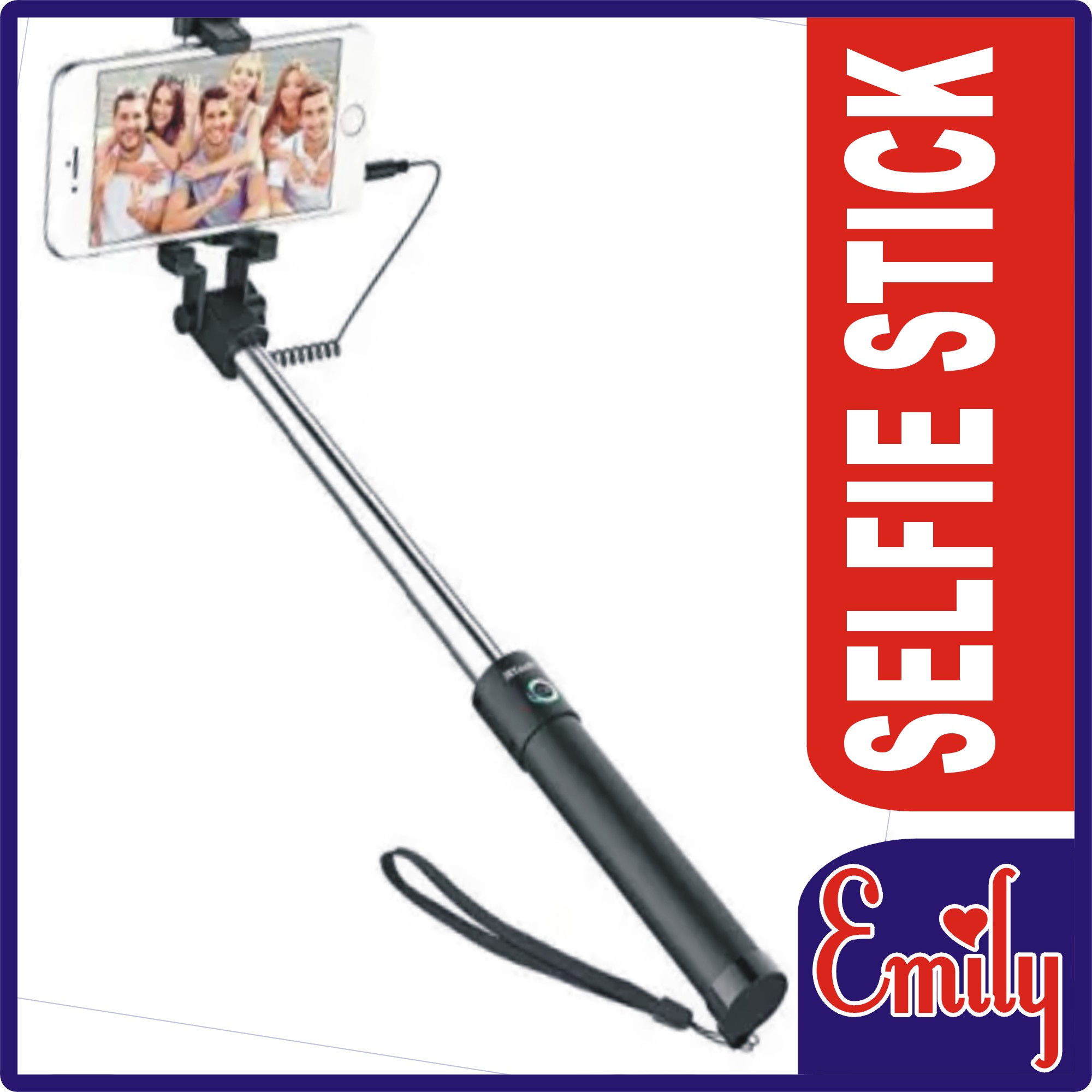 Selfie Stick With Extendable Audio Cable Wire - Black color Selfie ...