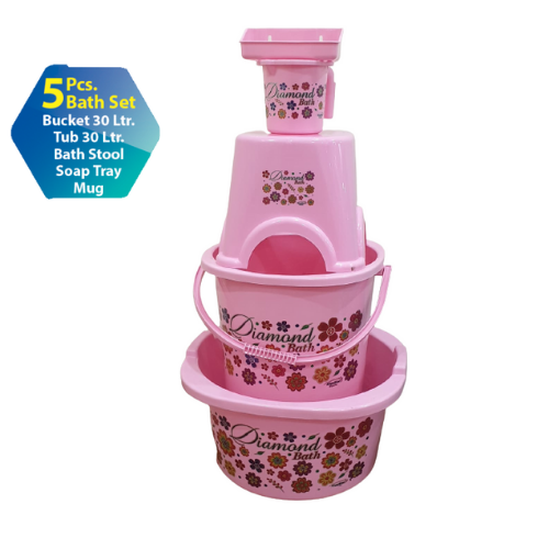 Plastic bath set for gifting Diamond Bath Set 5 Pcs - Beautiful Design ...