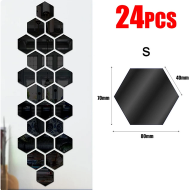 3D Hexagon Mirror Wall Stickers DIY Wall Mirrors Sticker Removable Self ...