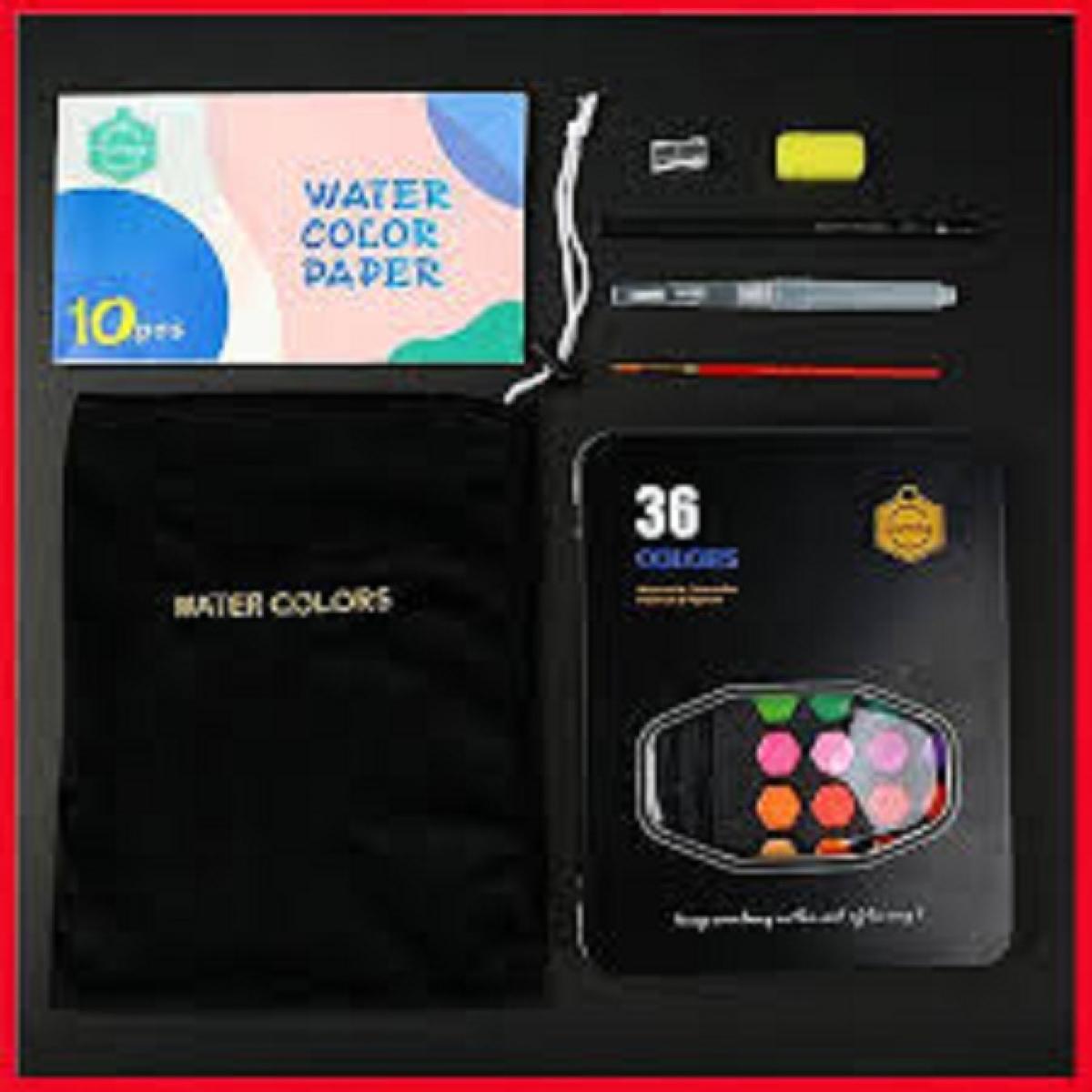 KeepSmiling Watercolor Paint Set With Black Tin Box 36 color + 10pcs ...