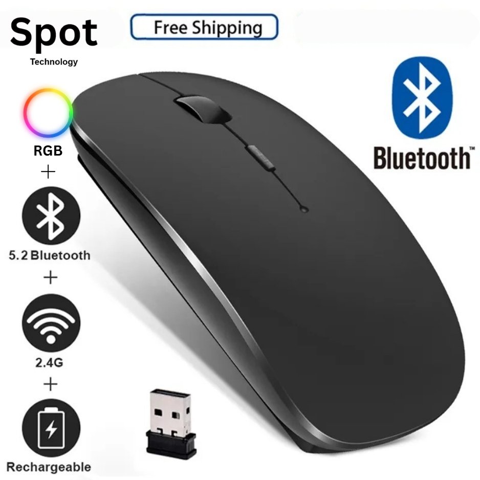 Spot Technology Rechargeable Wireless RGB Mouse Bluetooth Mouse Computer Ergonomic Mini Usb ...