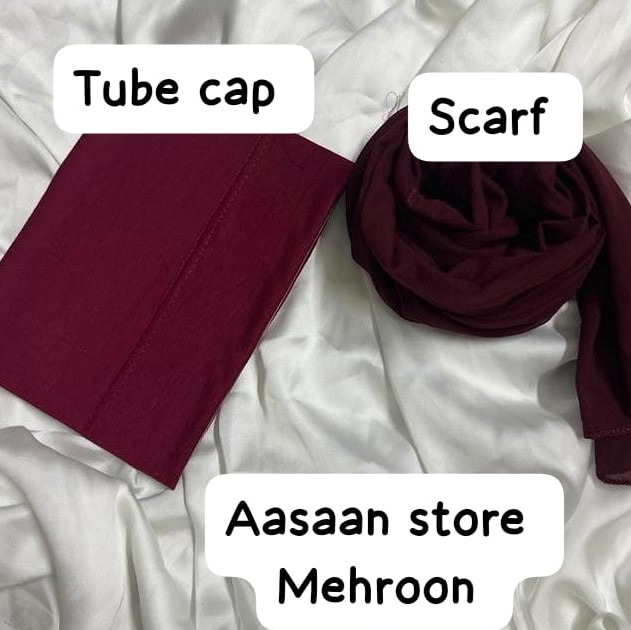 Chiffon Georgette Hijab Scarf Plus Tube Cap stoller for girls Shades ...