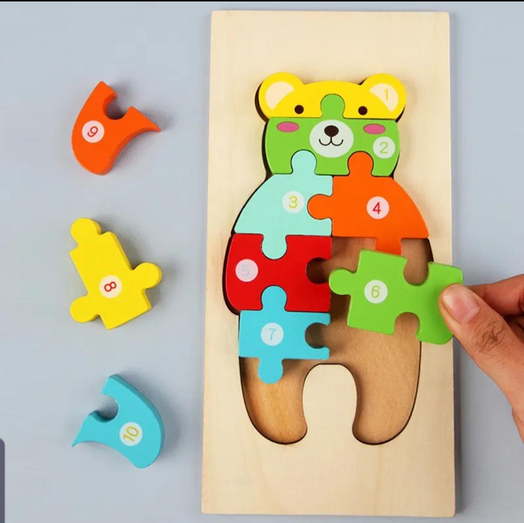Montessori Wooden Jigsaw Puzzle Building Blocks, Board Game For Kids ...