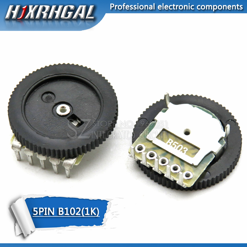 10pcs Double Gear tuning potentiometer B102 1K 5Pin 16*2mm Dial ...