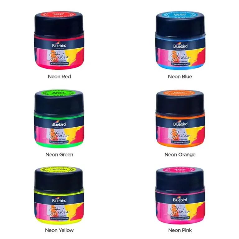 Bluebird Acrylic Paint Set of 6 STUDIO ACRYLIC COLOURS For painting 25 ...
