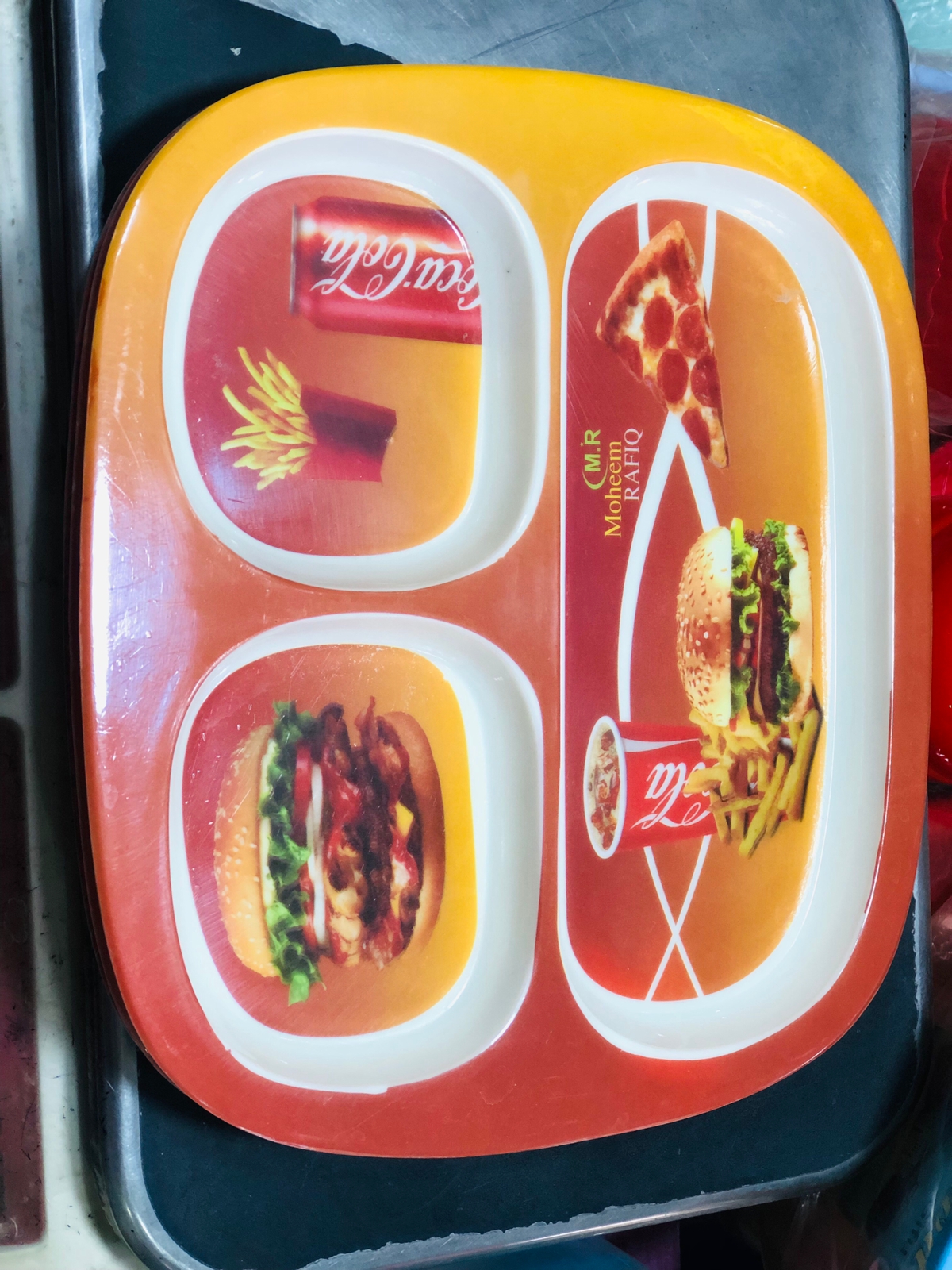 Dish - Burger Plate Snack Dish 3 Partition Plastic Melamine Tray Best ...