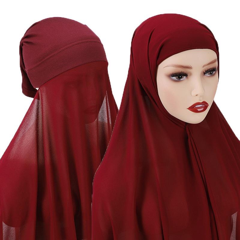 Instant Hijab Scarf One Piece Chiffon Hijab with Inner Cap Premium ...