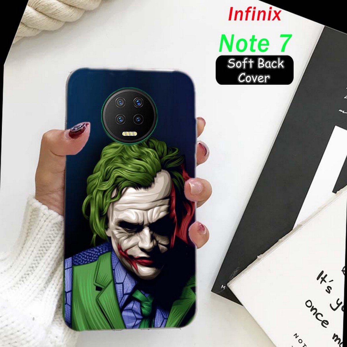 Infinix Note 7 Back Cover For Boys - Joker - 2Gud Soft Case Cover ...