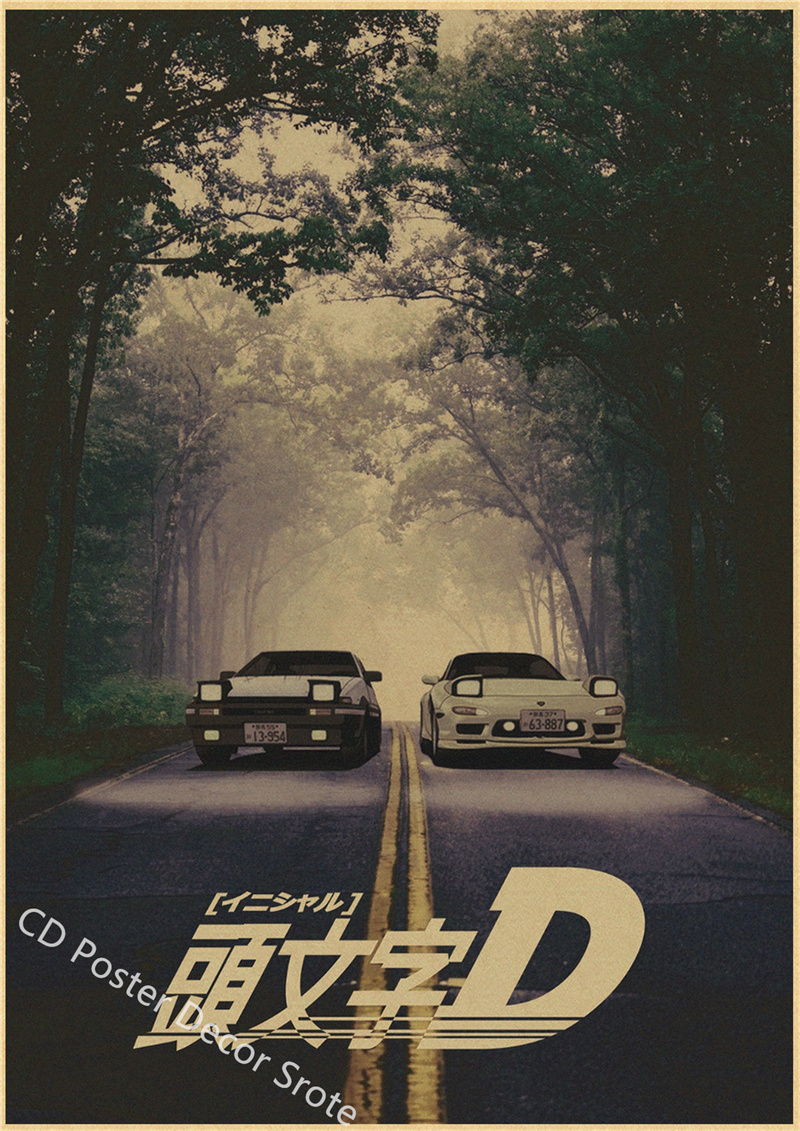 【HOT】 Initial D Anime Poster Japan Manga Kraft Paper Posters DIY ...