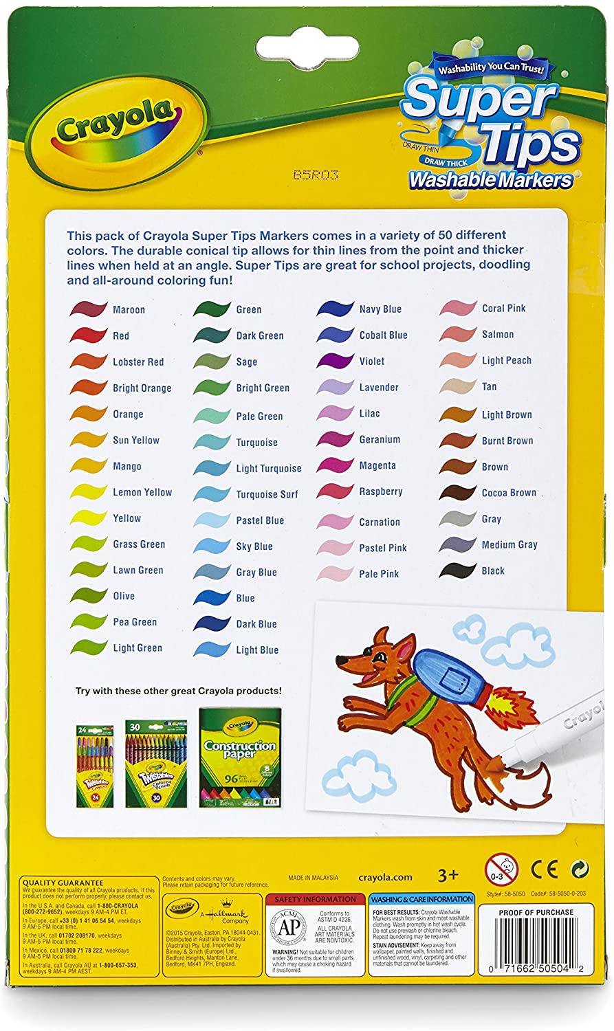 Crayola Super Tips Marker 50Pcs | Daraz.pk