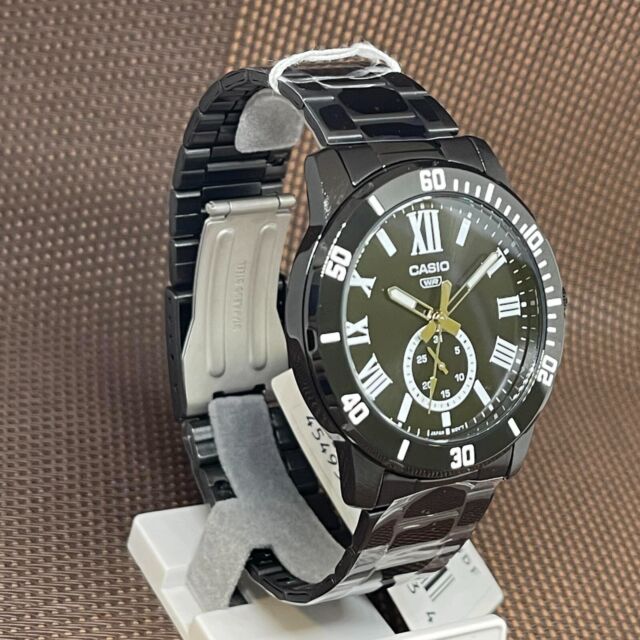 CASIO BLACK ROMAN DIAL WITH BLACK BRACELET MEN'S WATCH - MTP-VD200B ...