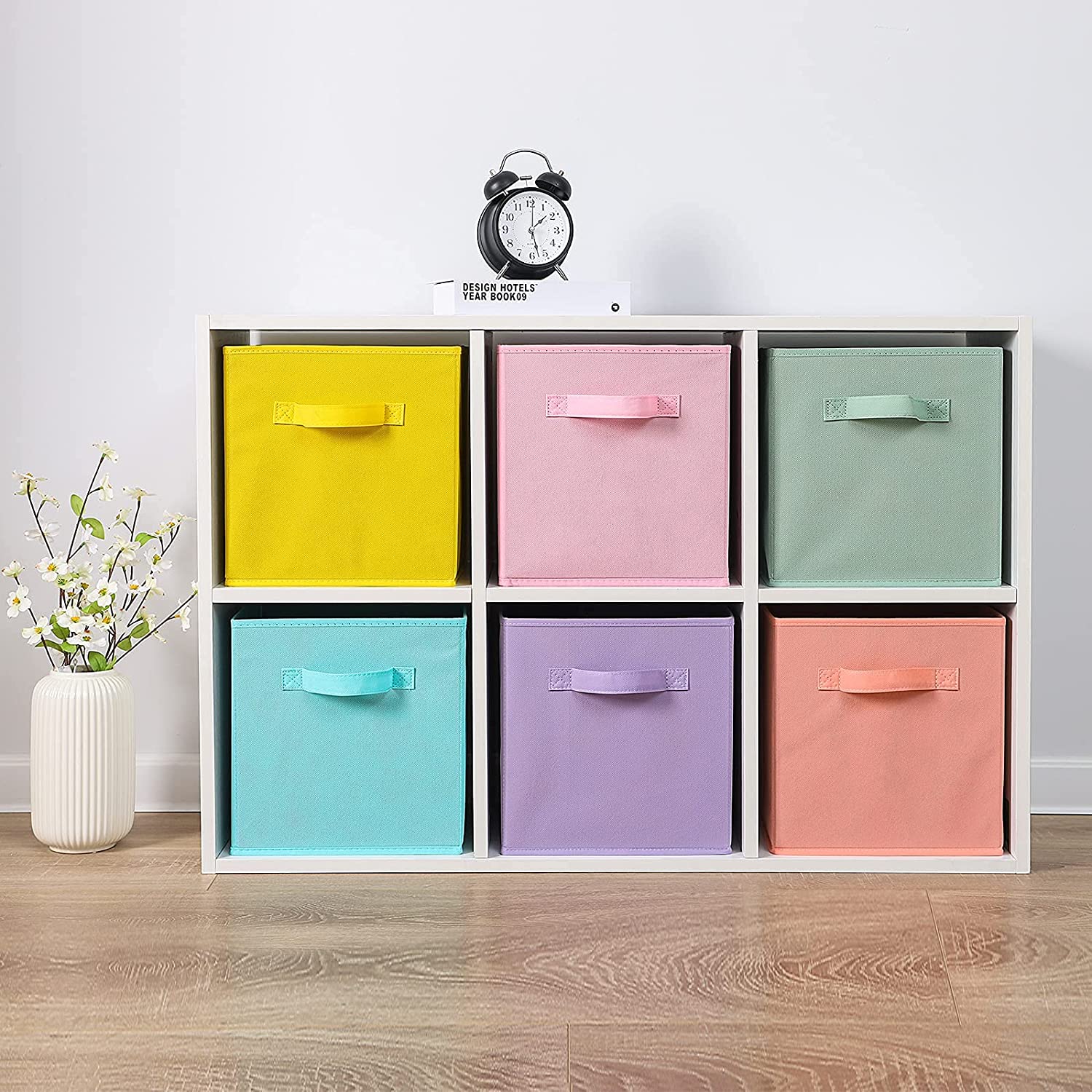 Fabric Storage Bins, Durable Fun Colored Storage Bins with Handles ...