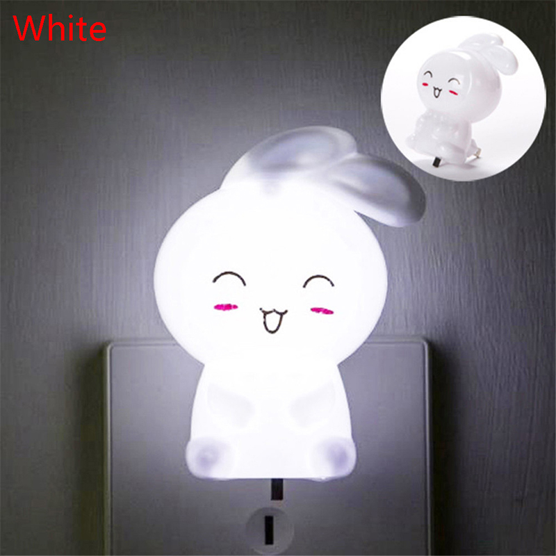 Cute LED cartoon rabbit night light switch wall lamp bedside lamp for ...