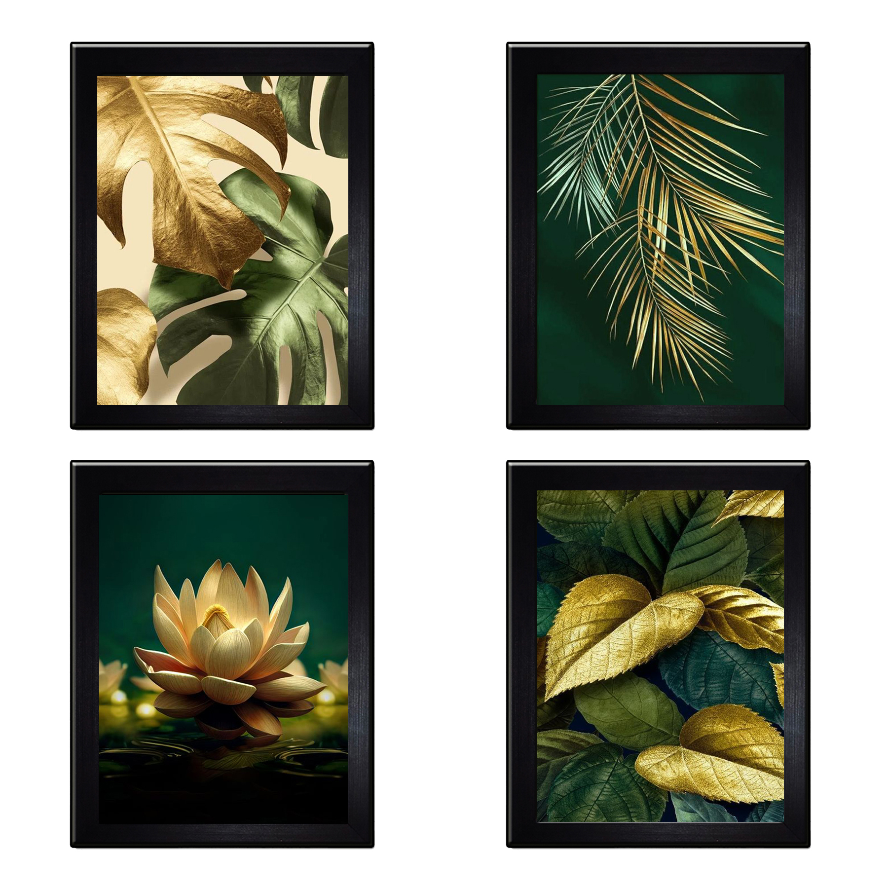 Black Photo Frames With Beautiful Artwork - Set of 4 Frames With Front ...