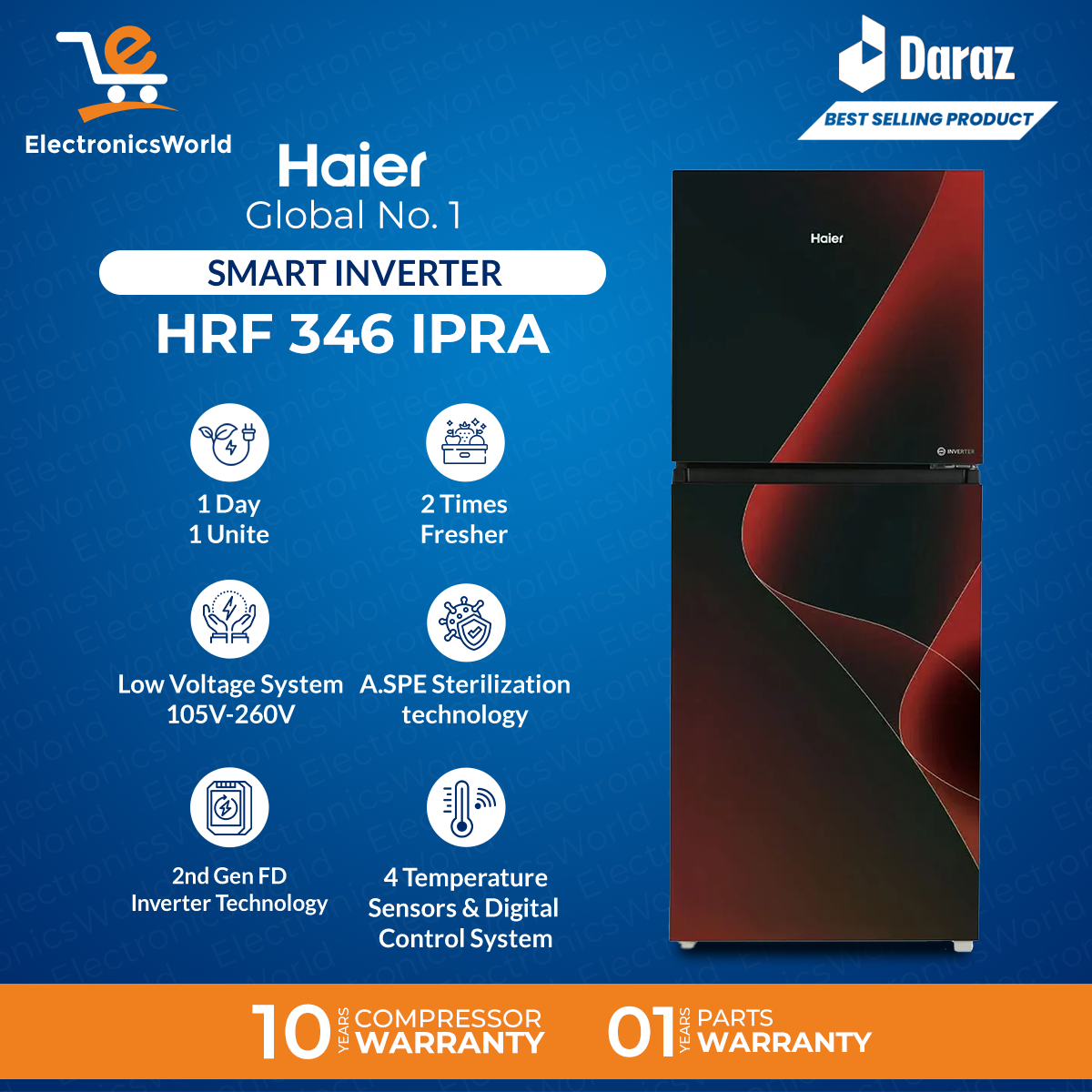 Haier Refrigerator | HRF-346 | IPGA/IPRA | Smart Inverter |14 Cubic ...