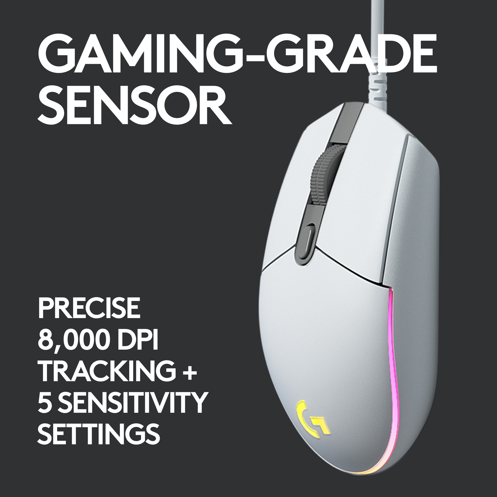 Logitech G102 LIGHTSYNC RGB 6 Button Gaming Mouse (White) | Daraz.pk