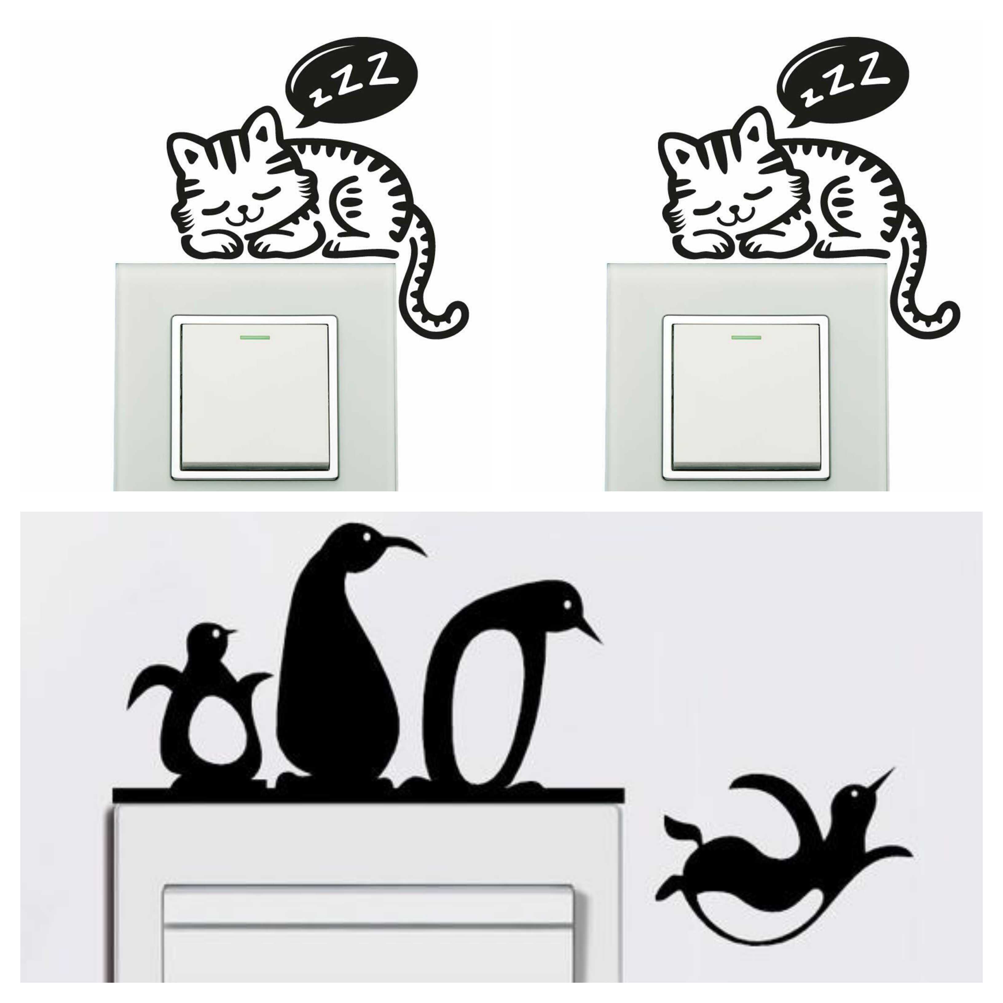 SmileArt Pack of 3 Switchboard Cartoon Stickers for Home Decor, Fun ...