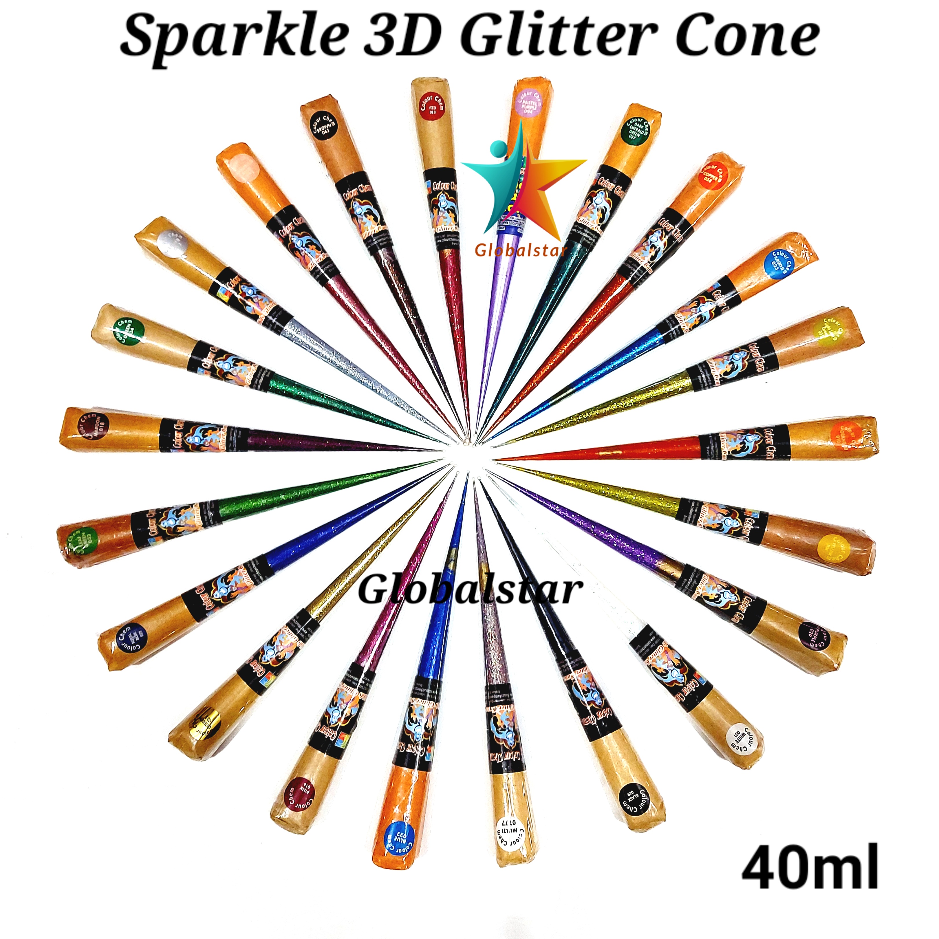 Colour Chem Sparkle Glitter 3D Cone Outliner Pearl and Glitter Diyas ...