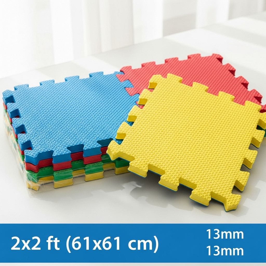 EVA Foam Gym Flooring Mat 2x2 Feet – 13mm Thick Interlocking Floor Mats ...