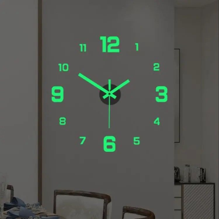 New DIY 3D Clocks Night Luminous Large Wall Clock Acrylic Light at Dark ...